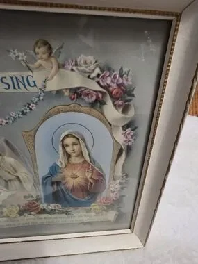 Accents | Vintage Catholic Room Blessing Framed Print Sacred Heart Art ...